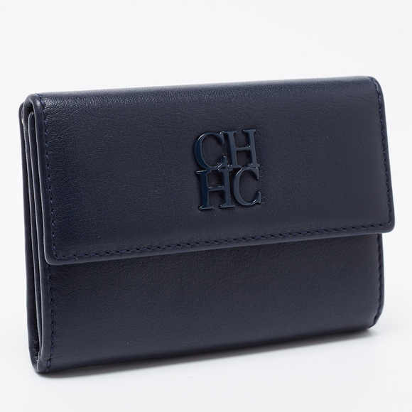 Carolina Herrera | Bags | Ch Carolina Herrera Blue Leather Compact ...